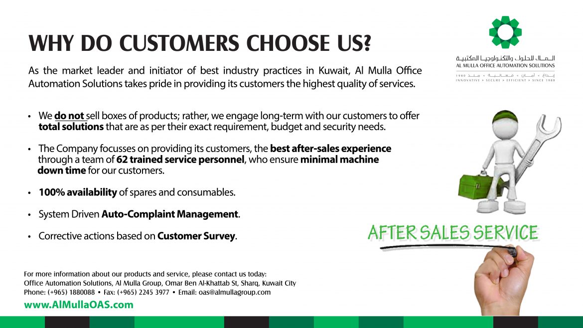 Why Do Customers Choose Us? - Al Mulla Office Automation Solutions